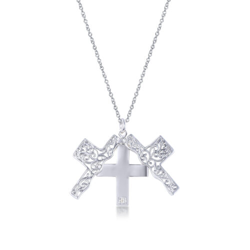SS HIDDEN CROSS W/ .01 DIA PENDANT | EW Jewelry Store in USA