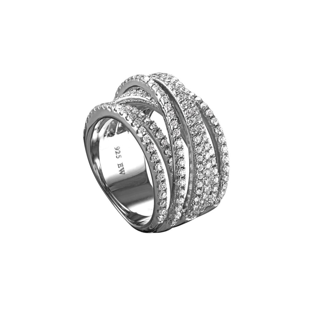 Interlocking Multi Row CZ Ring – EW Jewelry Store in USA